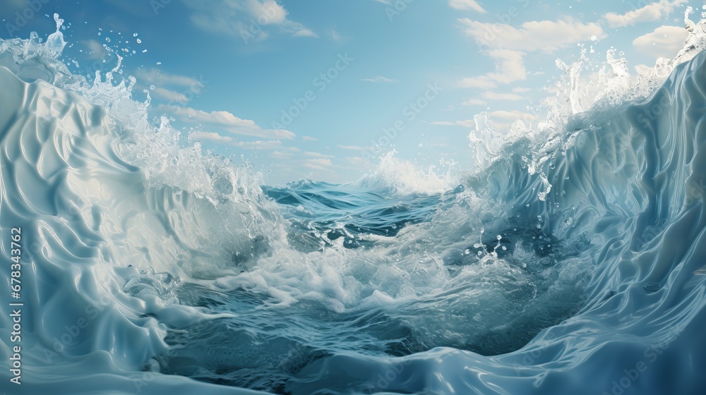 Big wave in the ocean. Raging sea, surfing wave. Landscape of a water ...