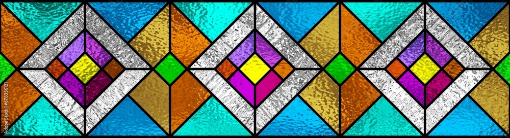 Stained glass window. Seamless geometric colorful pattern. Abstract ...