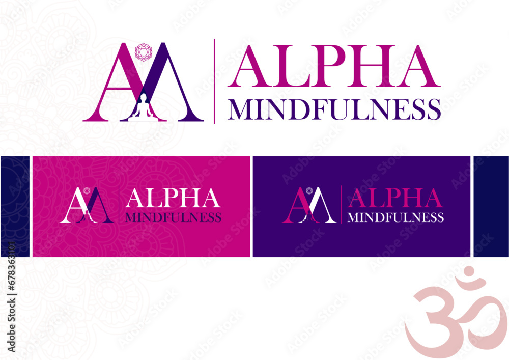 Logo A M Monogram People Mandala Alpha Meditation Yoga Mindfulness ...