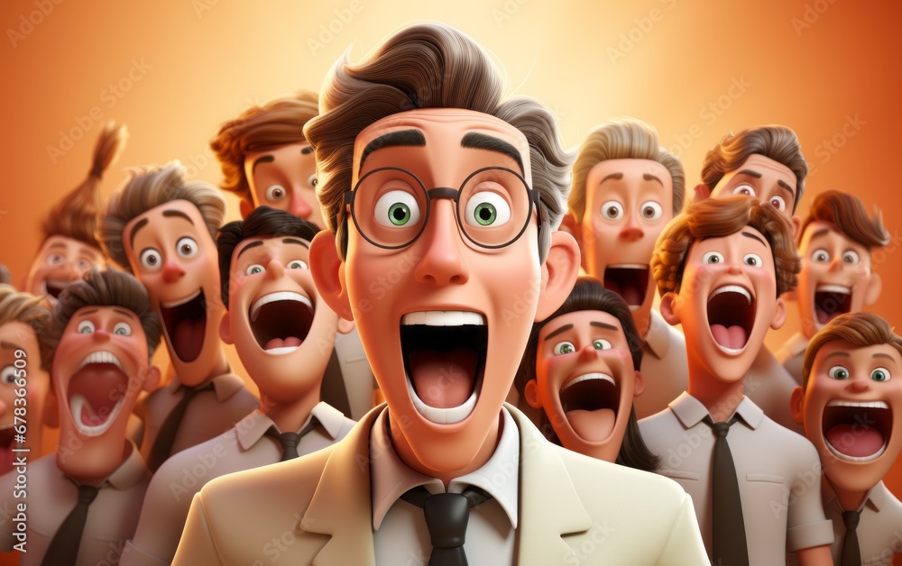cartoon 3d characters wonder face expression Stock Illustration | Adobe ...