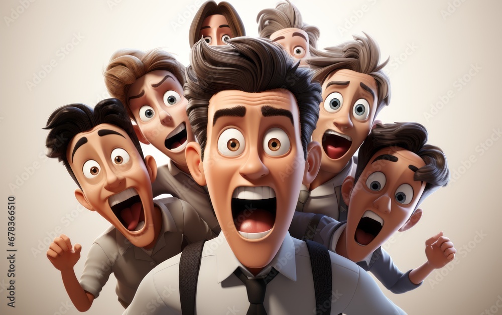 cartoon 3d characters wonder face expression Stock Illustration | Adobe ...