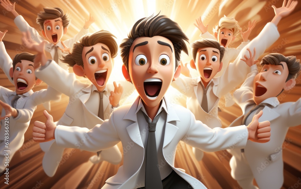 cartoon 3d characters wonder face expression Stock Illustration | Adobe ...