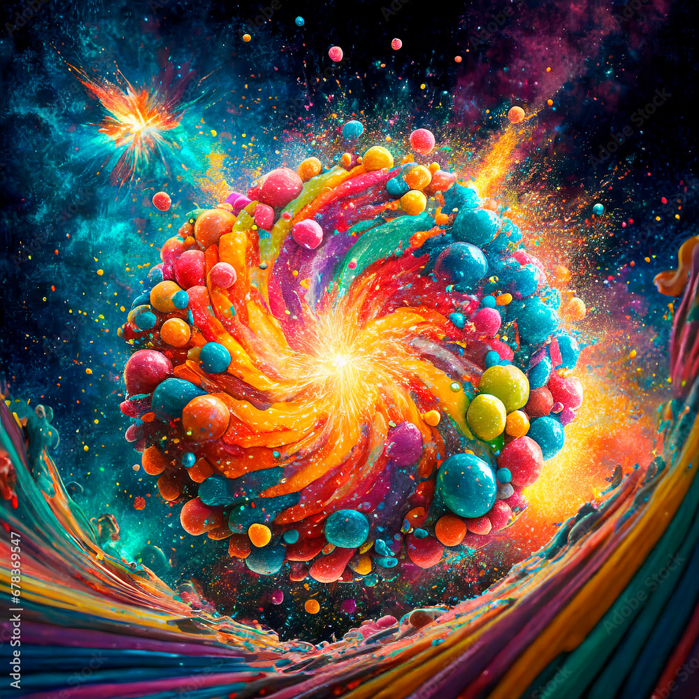 Abstract Chaos: Modular Ball Patterns in a Colorful Explosion. Big Bang ...