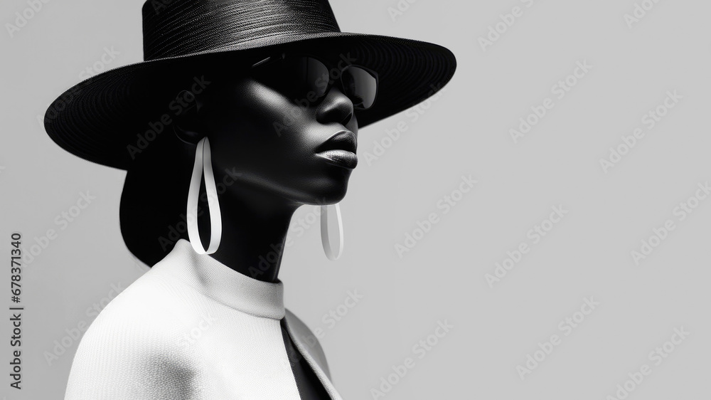 Beautiful African American woman with glossy lips wearing an elegant ...