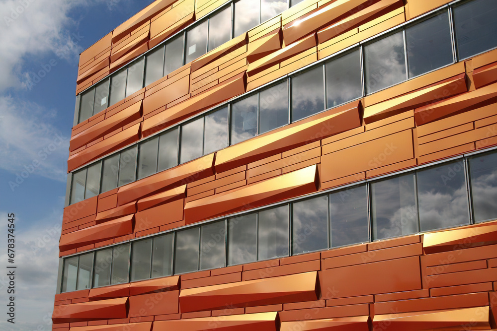 windows of a new residential multi-storey building, 3d rendering Stock ...
