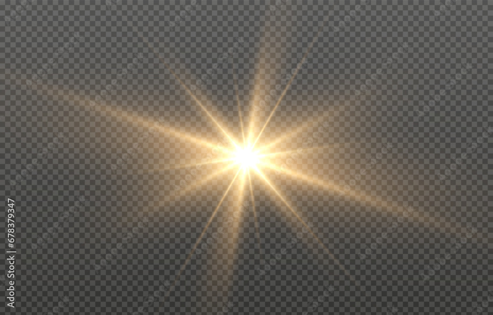 Vector light on isolated transparent background. Sun, rays of light png ...