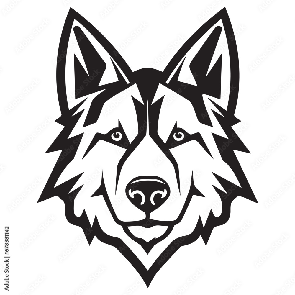 Vector dog face drawing, dog face silhouette, print ready editable. EPS ...