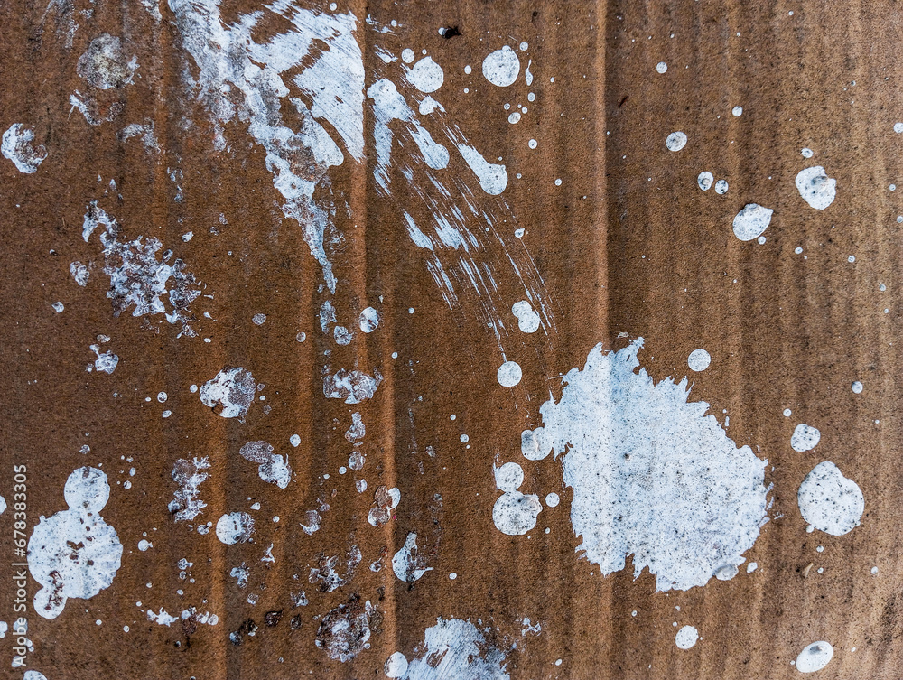 Abstract paint grunge background. Dirty cardboard with white paint ...