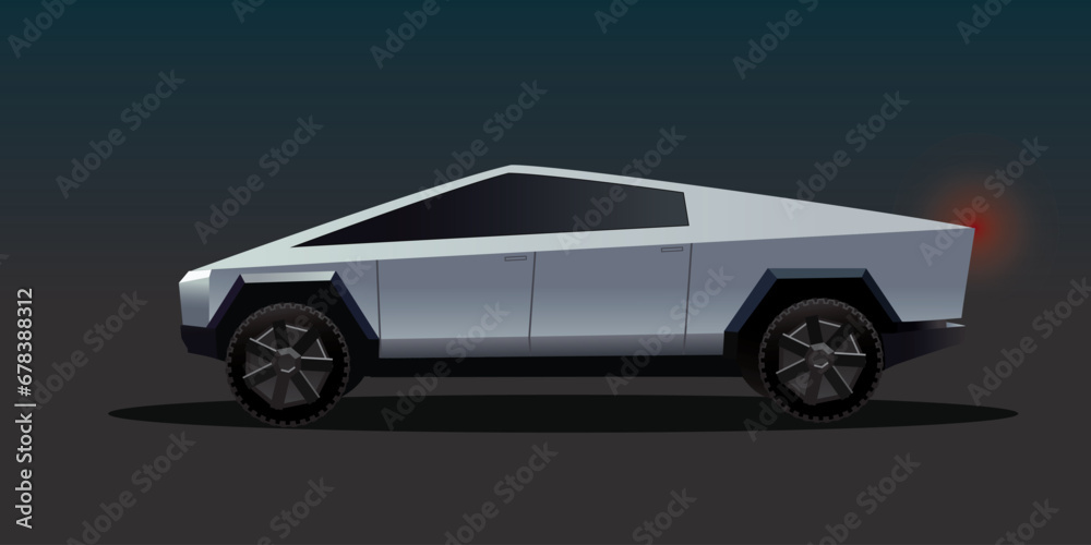 Vector illustration of a Tesla Cybertruck electric truck for ...
