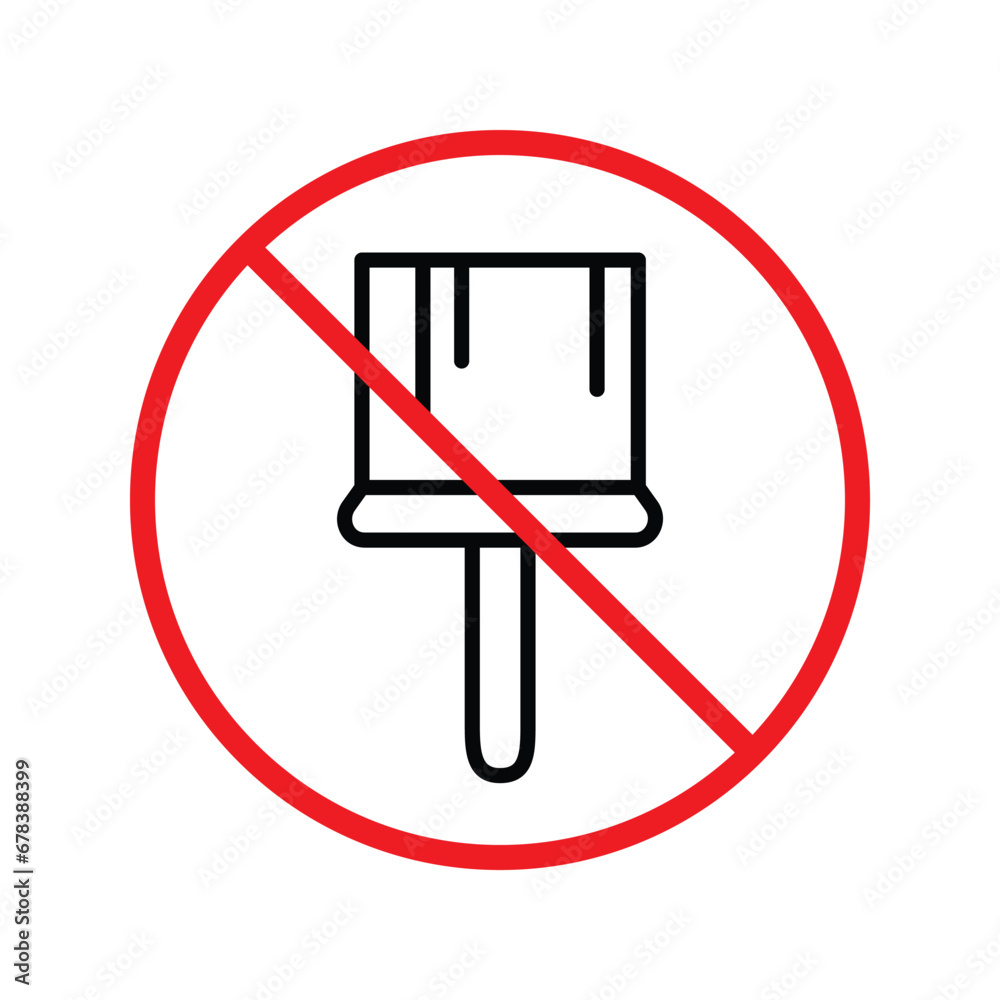 Do not paint brush sign. Prohibited painting vector icon. No paint icon ...