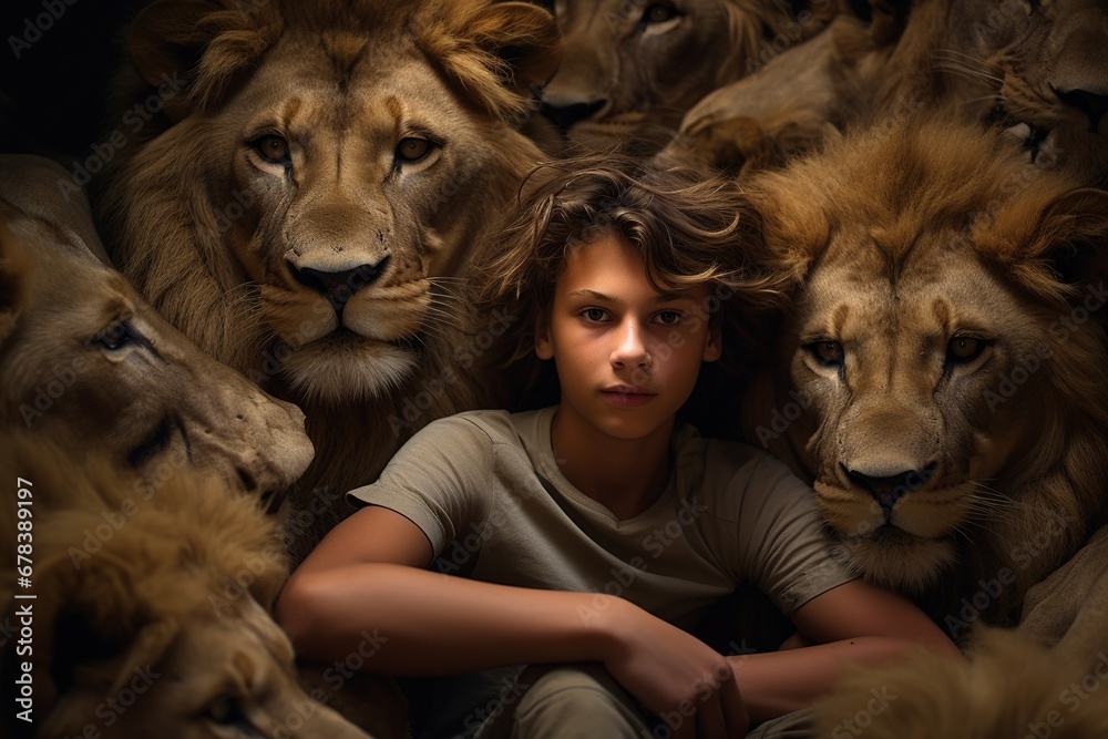 Daniel in the lions den. Stock Photo | Adobe Stock