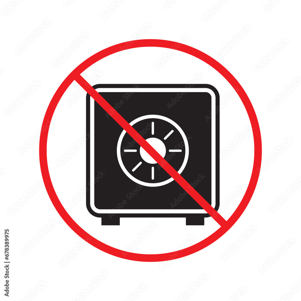 Forbidden safe icon. Warning, caution, attention, restriction, label ...