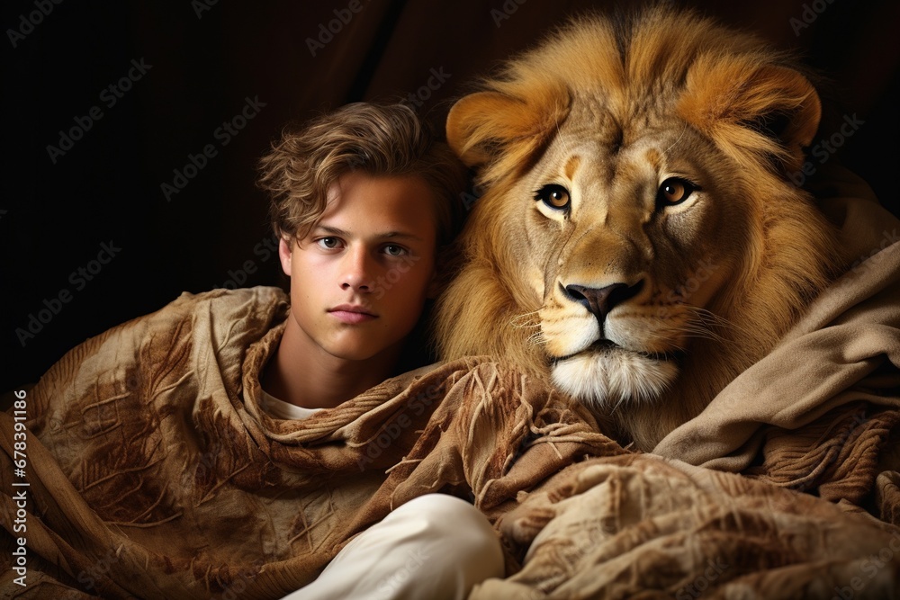 Daniel in the lions den. Stock Photo | Adobe Stock