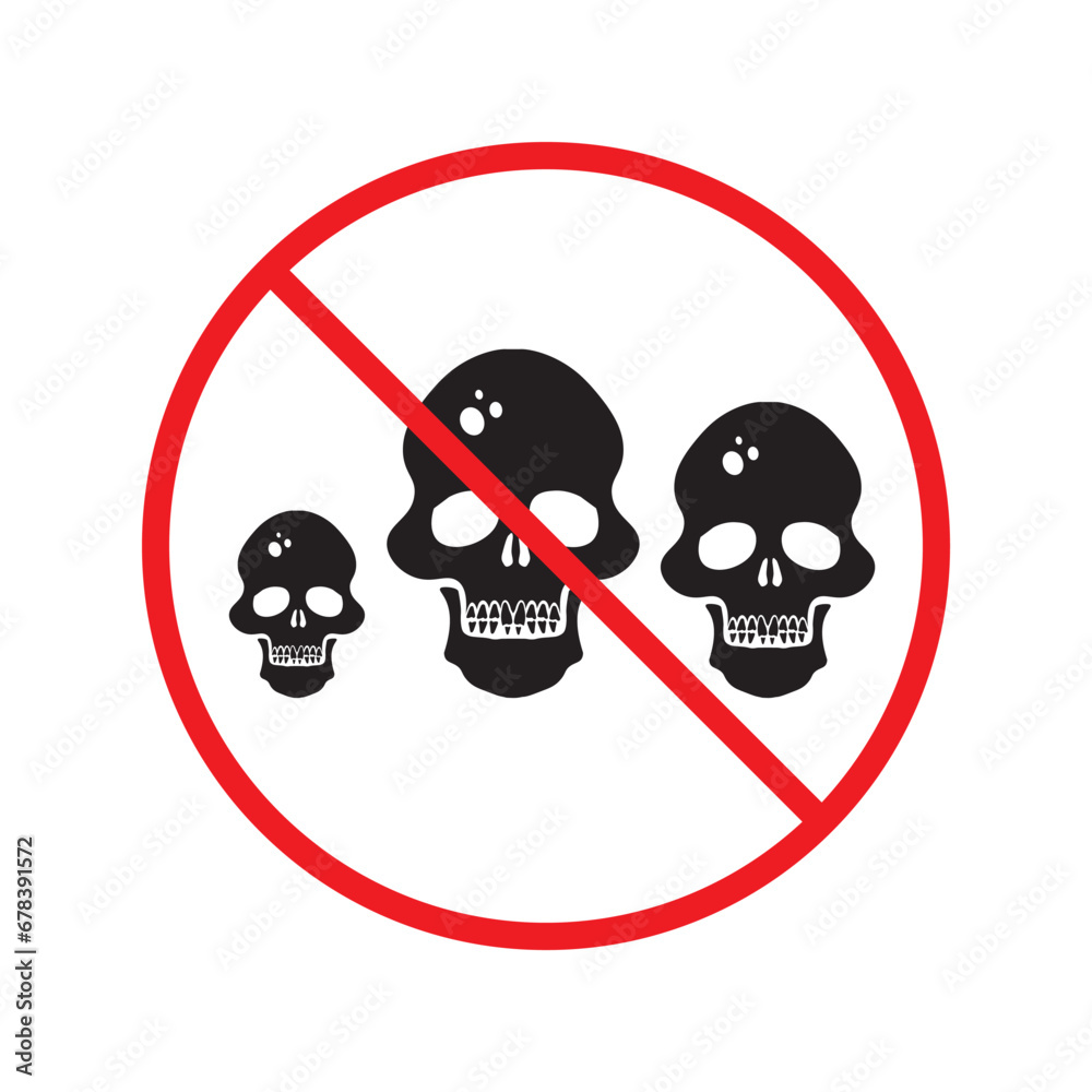 Forbidden skull icon. No cranium vector sign. Prohibited Warning skull ...