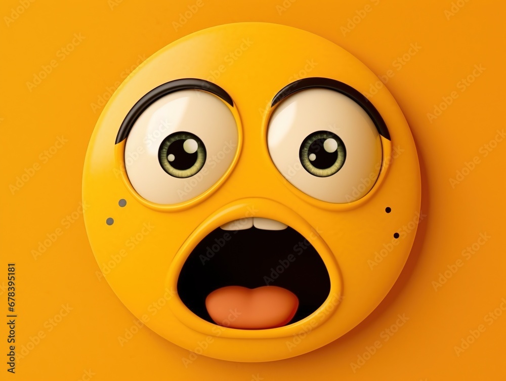 Shocked, afraid or scared emoticon with a wide open mouth and bulging ...