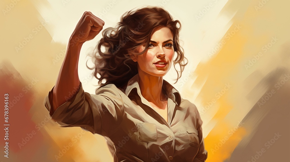 Woman power, feminism. Beautiful woman. Pin up. Template for ...