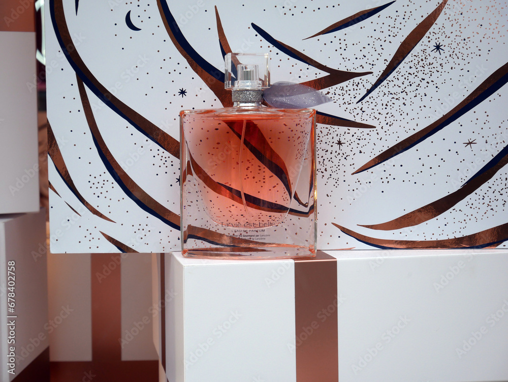 Lancome window display on their Champs Elysees store during the ...