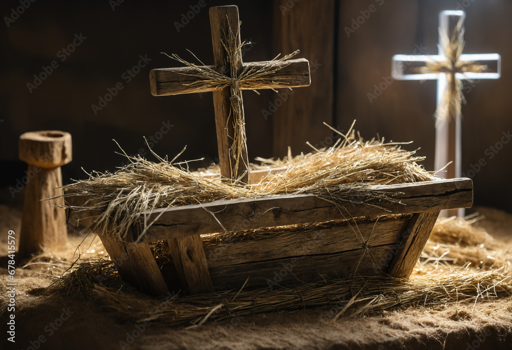 Symbols of Sacrifice: A Look at Manger and Crosses Stock Photo | Adobe ...