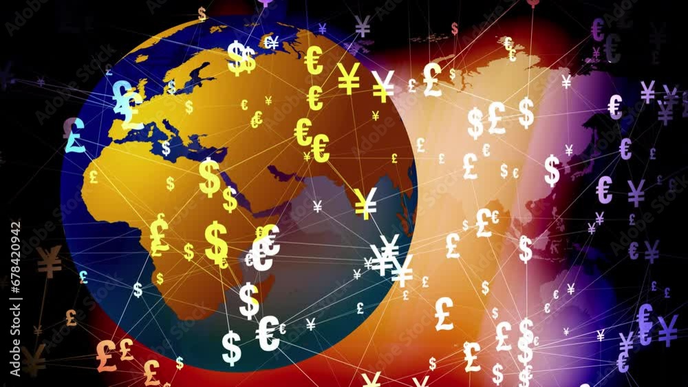 Financial globe rotation dynamic visual backdrop featuring rotating ...