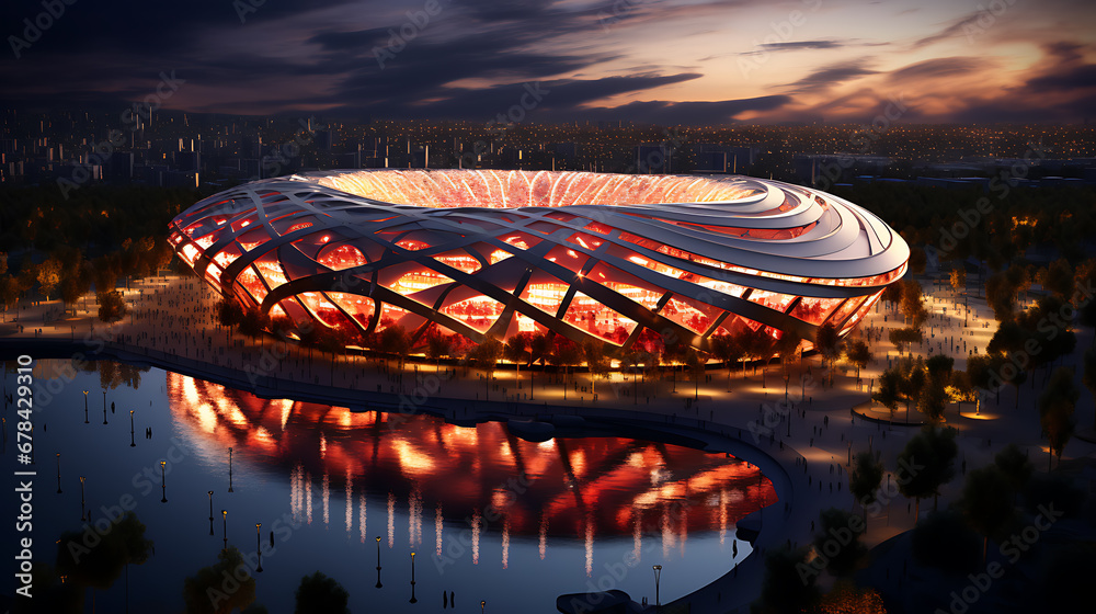 Modern futuristic giant stadium concept design Stock Illustration ...