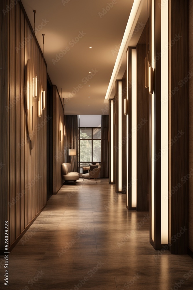 the interior of a contemporary corridor with a focus on the interplay ...