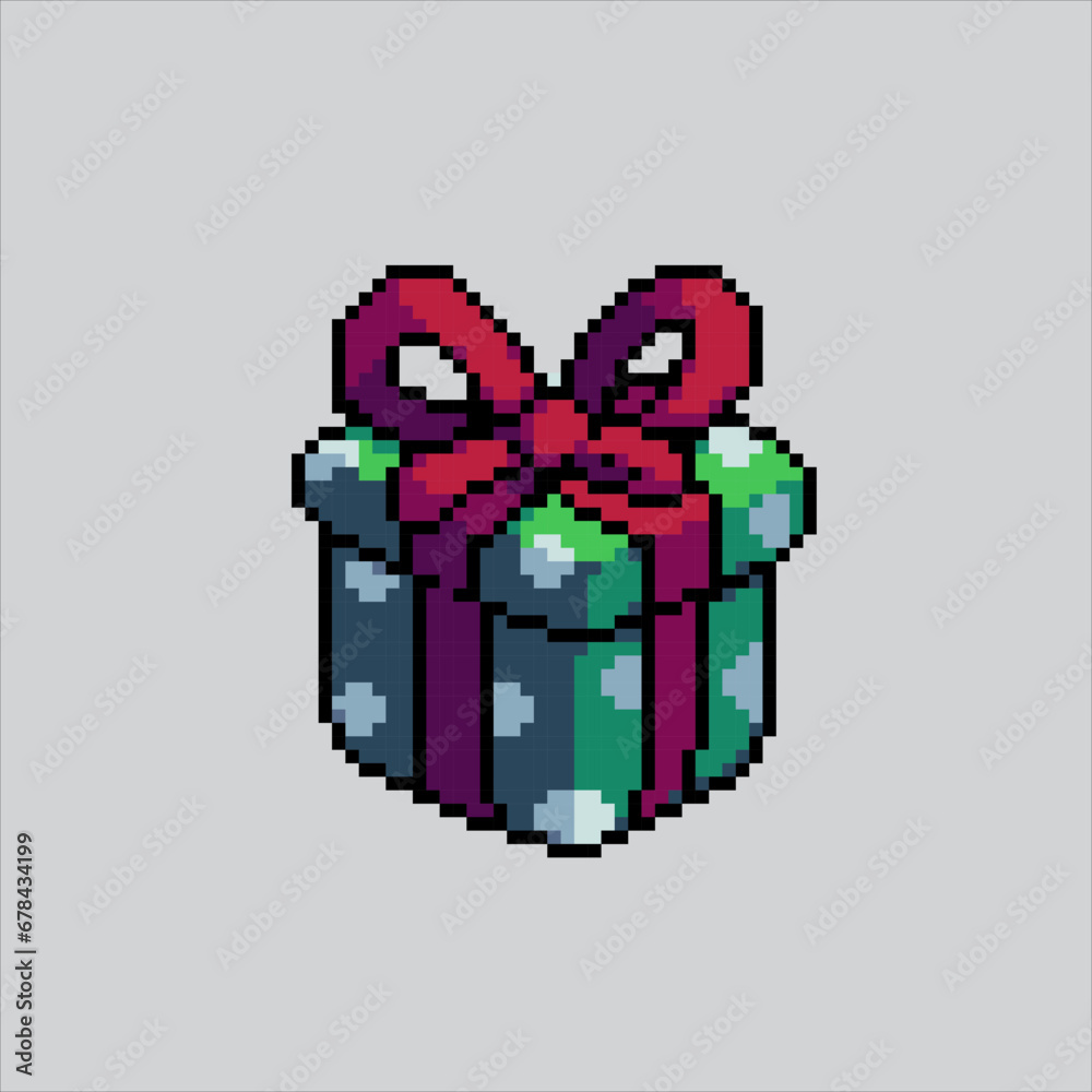 Pixel art illustration Christmas Gift. Pixelated Gift Box. Christmas ...
