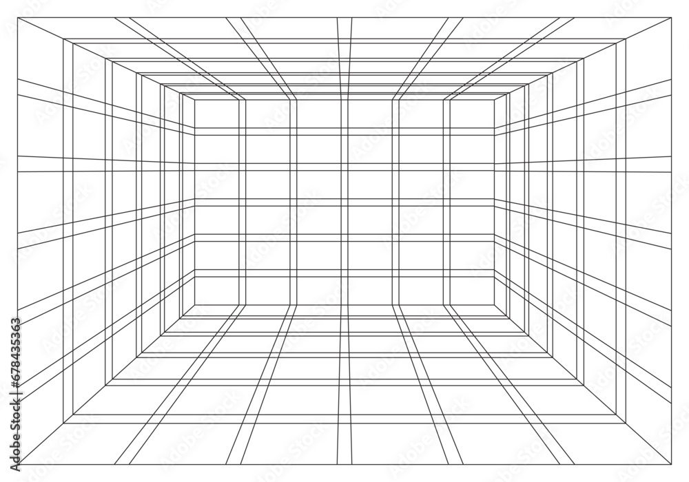 3D room Grid - abstract architectural background, muller brockmann ...