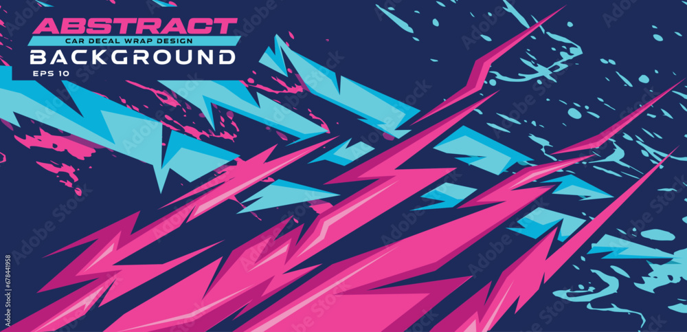 Abstract background car decal wrap background vector design pink blue ...