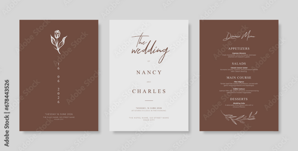 Simple and minimalist wedding card template. beautiful wedding ...