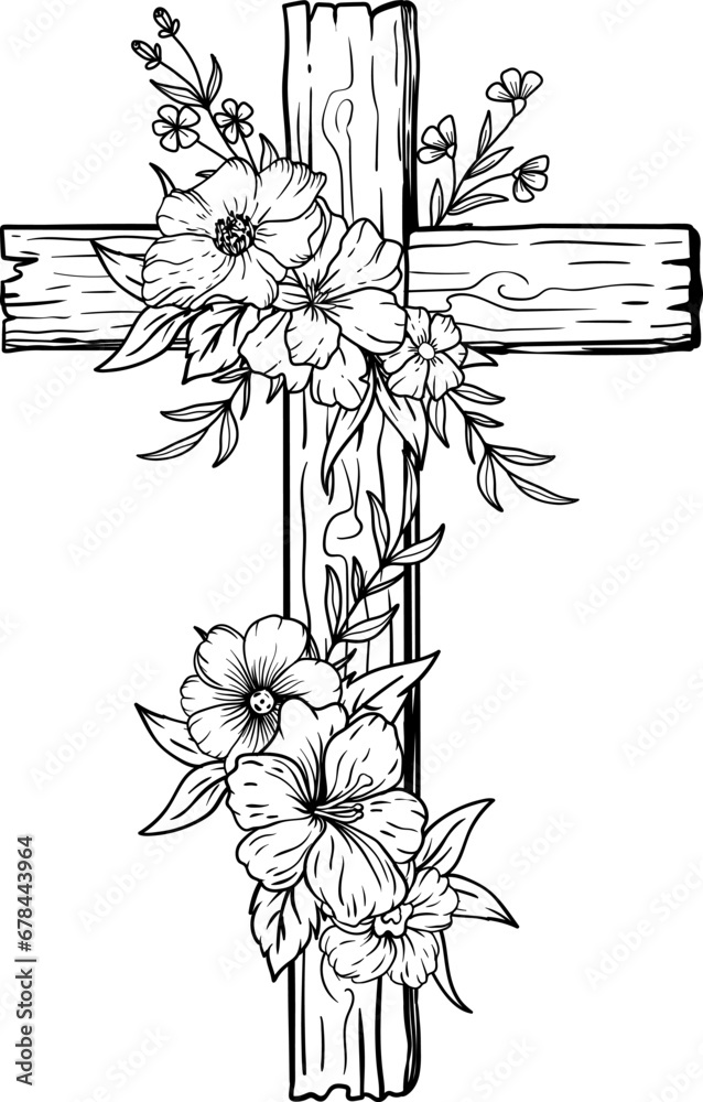 Vetor do Stock: Cross Flowers Svg Cut File, Faith Svg, Vintage ...