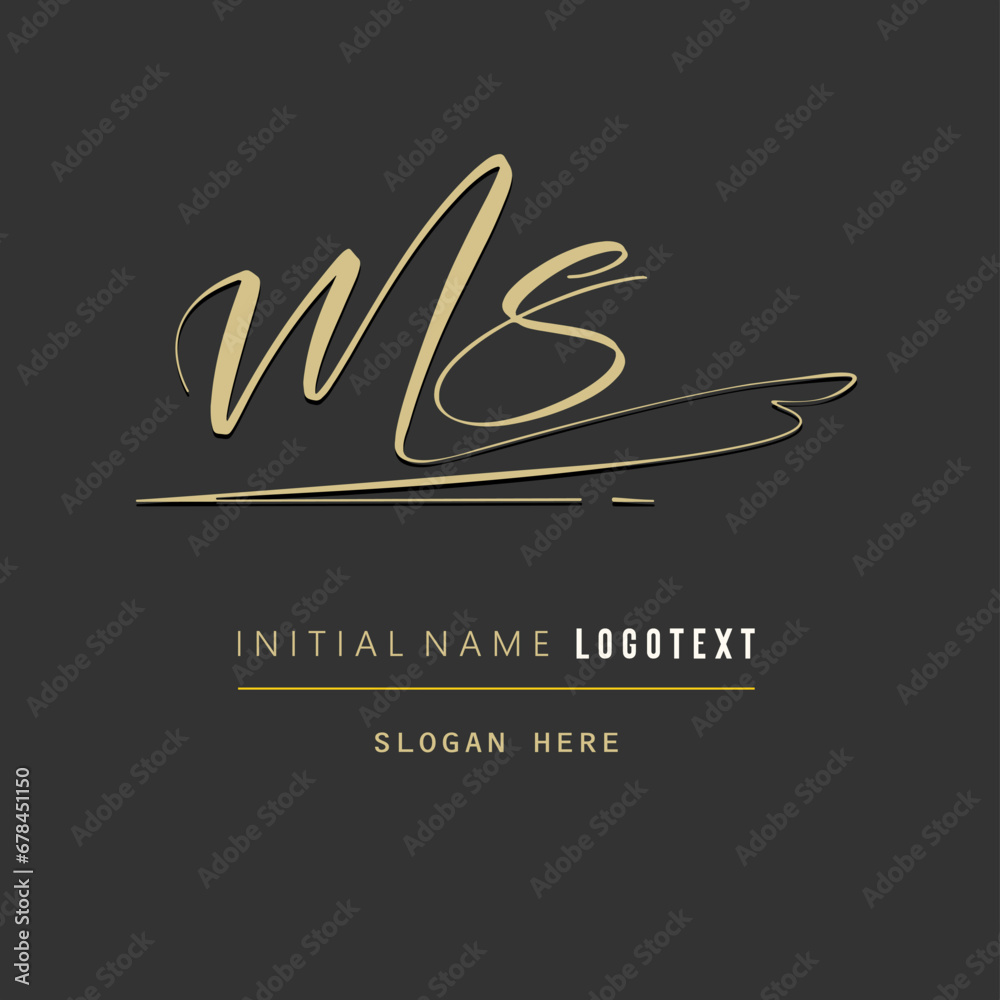 hand drawn ms letters Logo design. Brushstroke ms Letter Logo Design ...