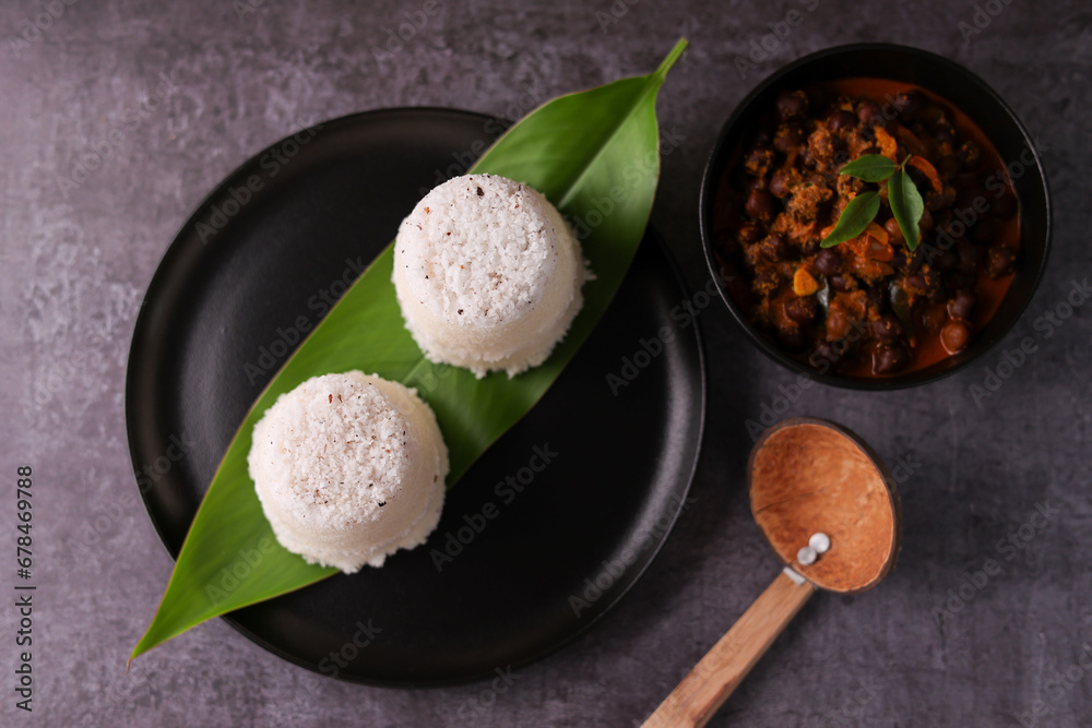 Popular South Indian breakfast puttu / pittu made of rice flour and ...