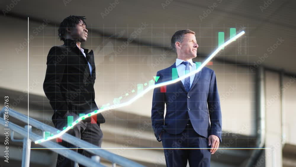 Positive price trend on curve chart animation in front of business ...