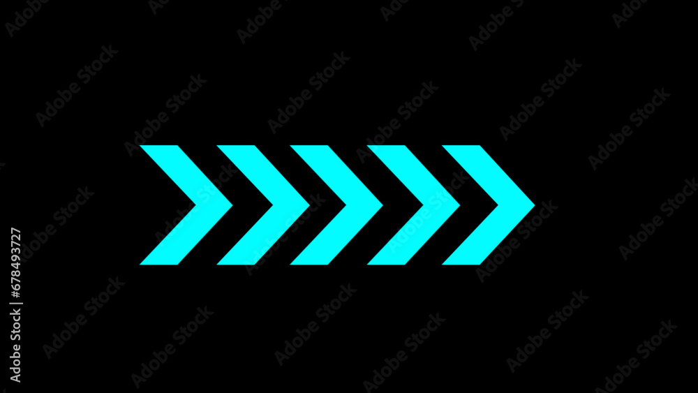 blue color arrow points to the right. Flashing icon to the right arrow ...