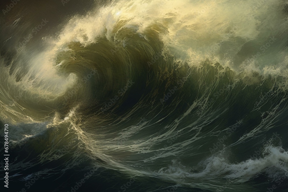 Intense waves crashing in a raging sea amid a storm. Generative AI ...