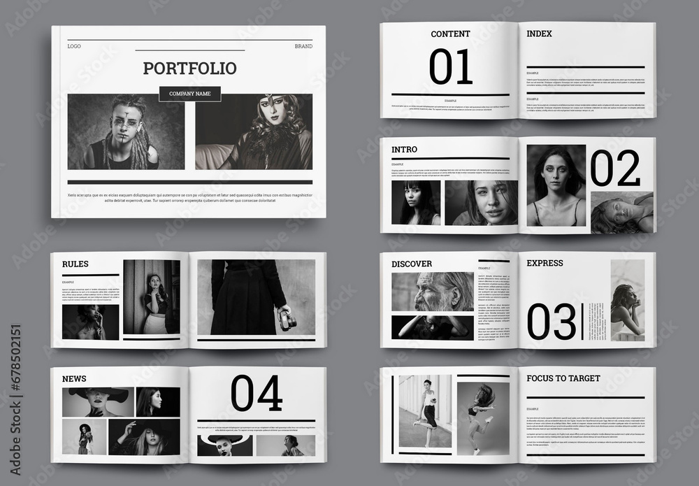 Fashion Portfolio Magazine Design Landscape Stock Template | Adobe Stock