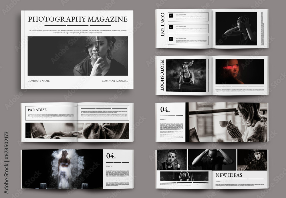 Photography Magazine Template Design Layout Landscape Stock Template | Adobe Stock