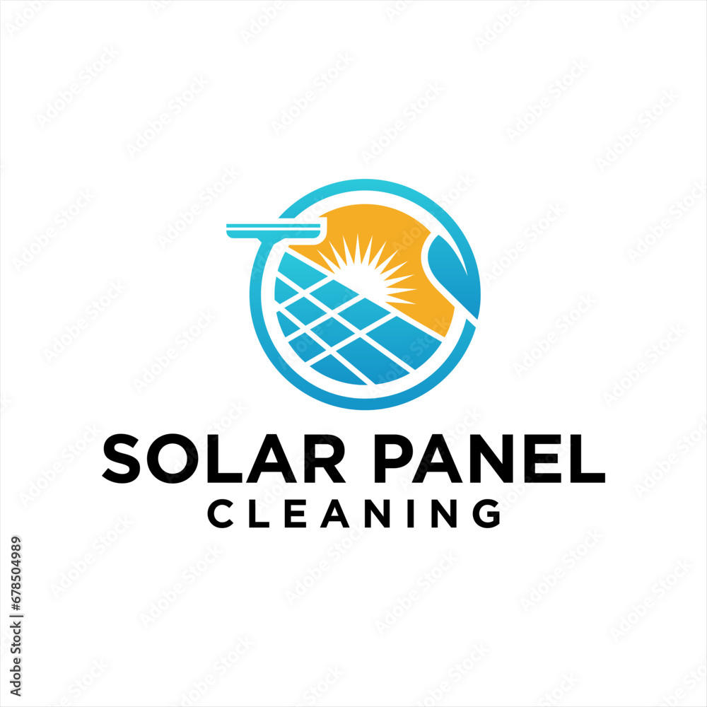 solar panel cleaning logo concept , Solar panel and sun energy natural ...