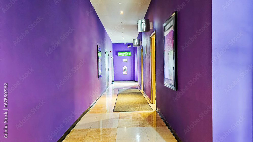 Public toilet entrance. Restroom signs in public place. Female and male ...