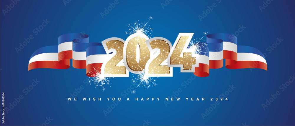 2024 New Year concept design template with golden glitter 2024 front on ...