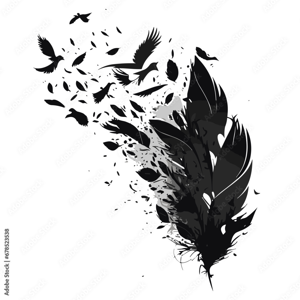 Stockvector birds flying feather, birds svg, birds png, feather svg ...