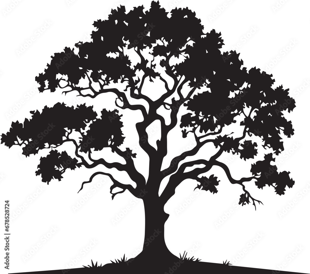 Oak Tree Silhouettes EPS Oak Tree Vector Oak Tree Clipart Stock Vector ...