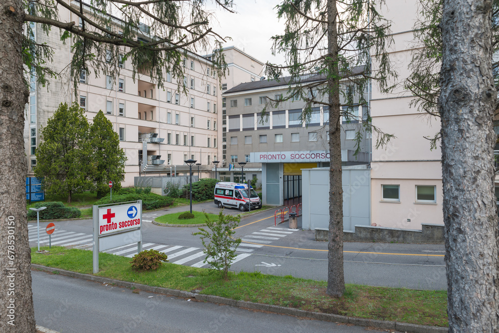 Northern Italy hospital. Galmarini hospital of Tradate city, emergency ...