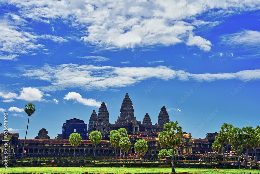 Angkor Wat Temple Complex reflected in the lake at mid day - UNESCO ...