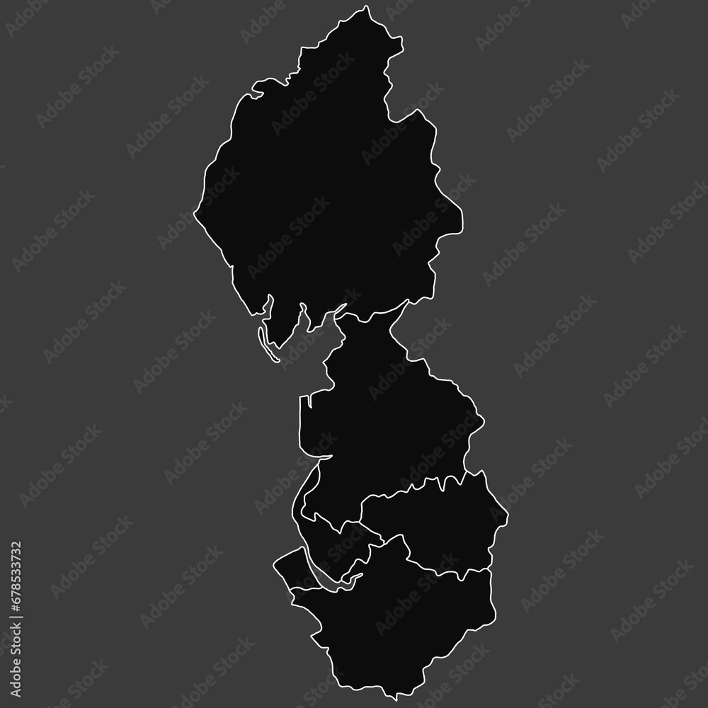 ceremonial counties map of North West England on Gray background. total ...