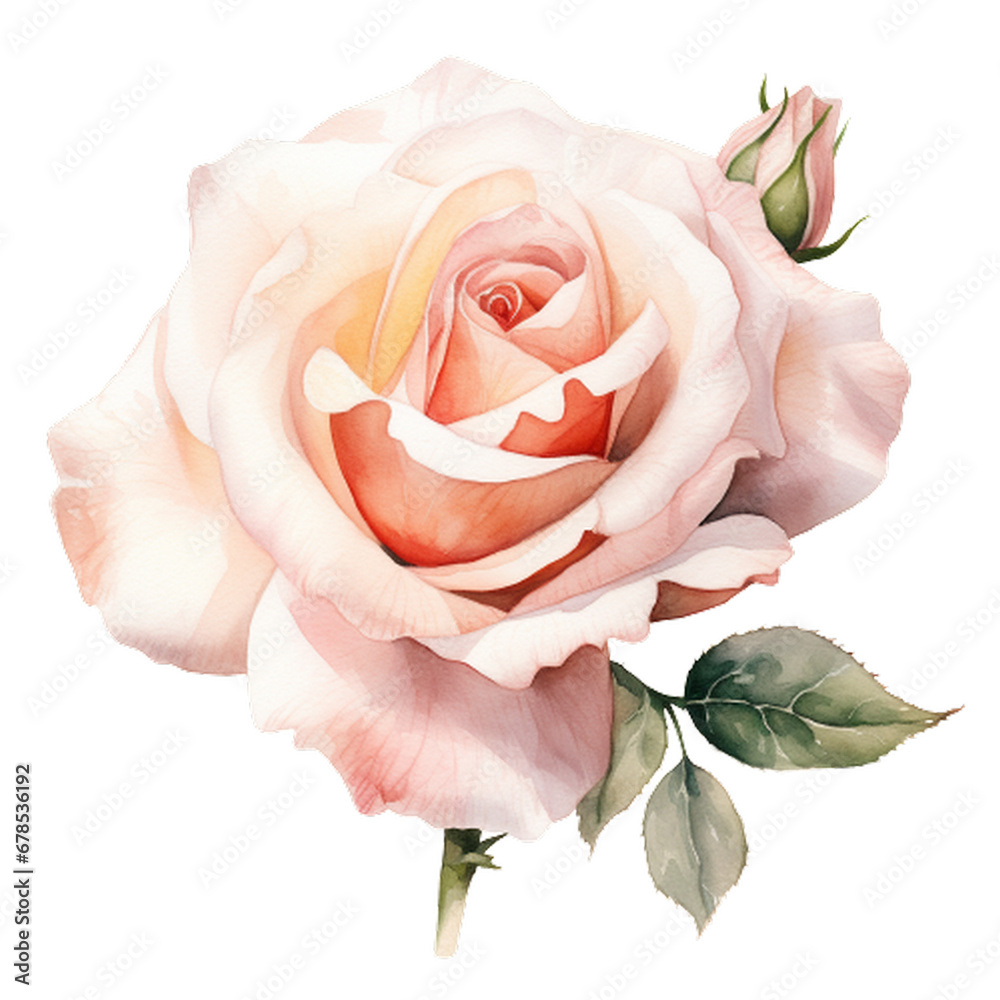 Elegant Watercolor Blush Rose Clipart Bloom, Dusty rose watercolor ...