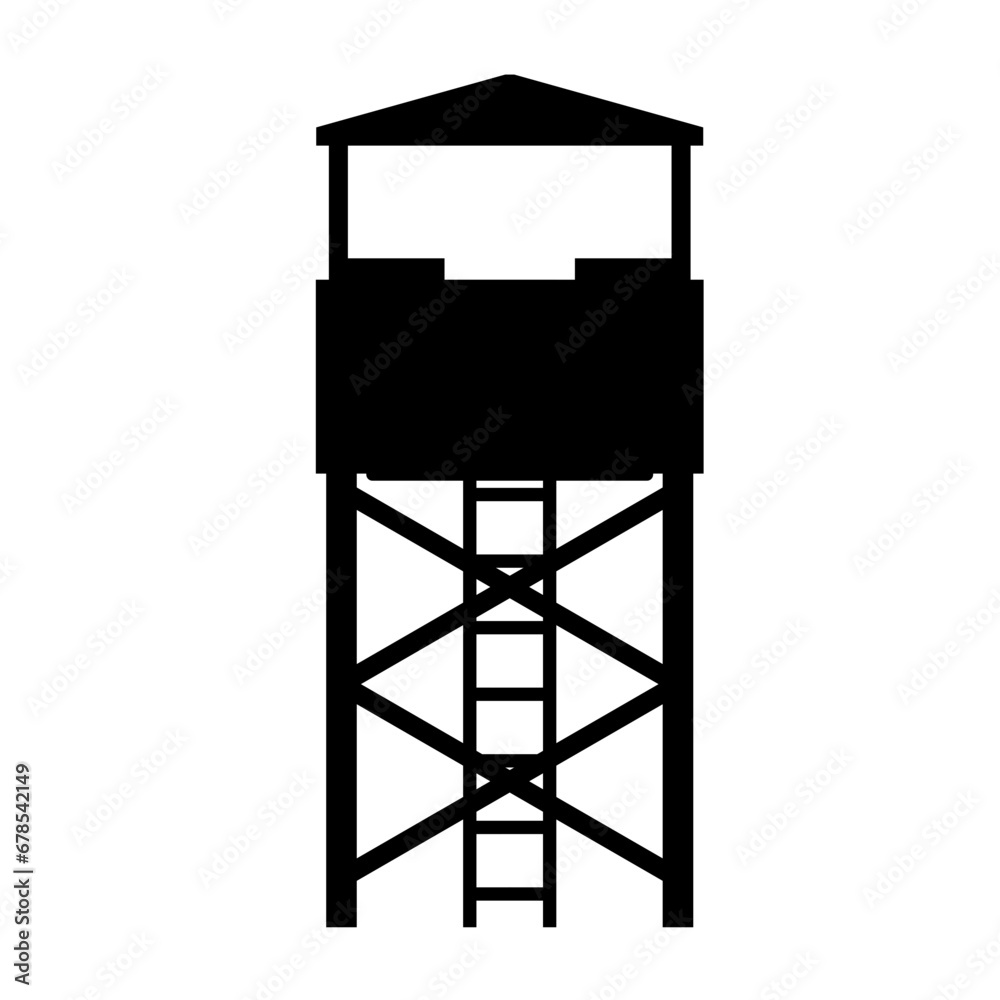 Watchtower silhouette vector. Guard tower silhouette can be used as ...