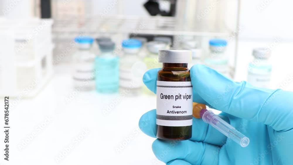 Green pit viper, Snake antivenoms in a vial, Serum for injection to ...