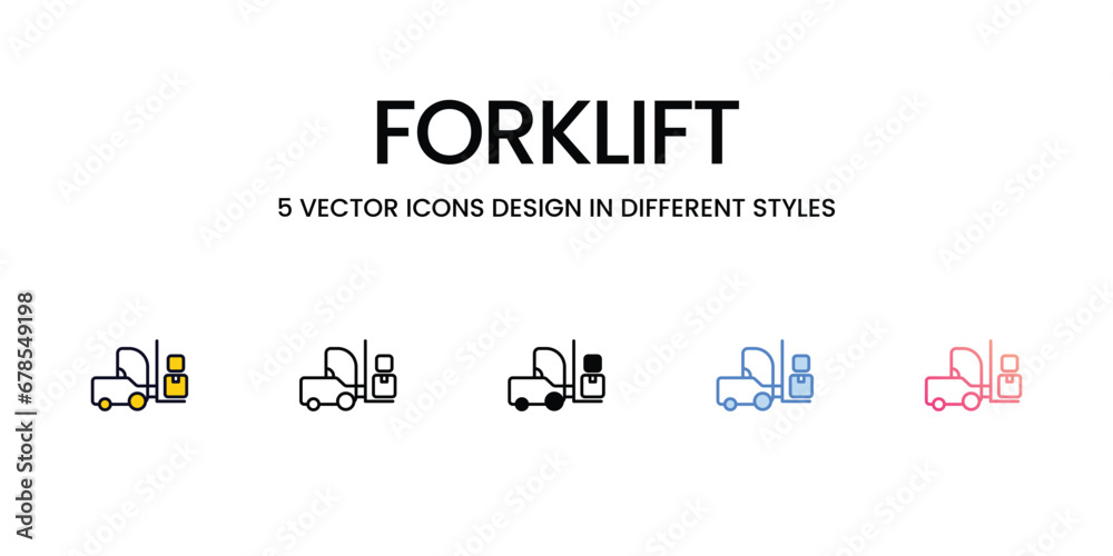Forklift Icon Design in Five style with Editable Stroke. Line, Solid ...