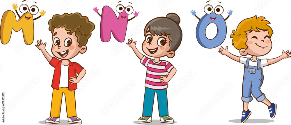Education Concept and literacy learning vector illustration with ...